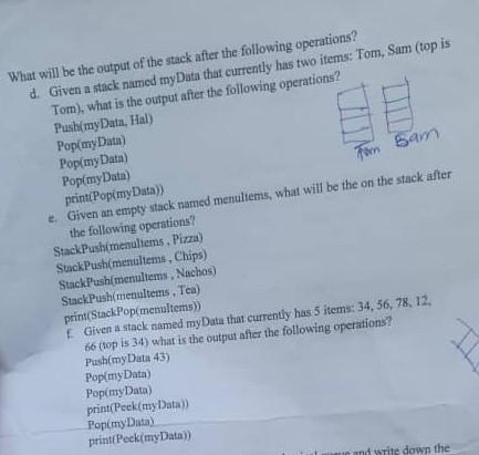 Solved That will be the output of the stack after the | Chegg.com