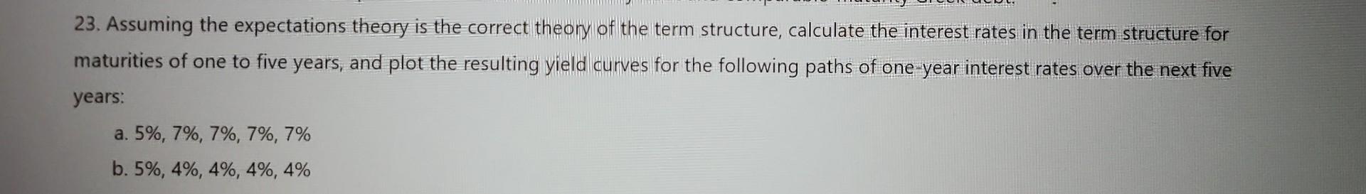 Solved 23. Assuming the expectations theory is the correct | Chegg.com