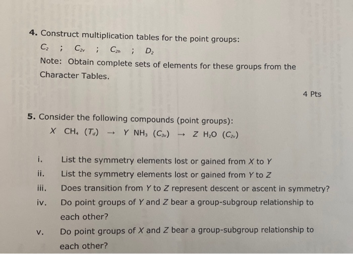 Solved 4. Construct multiplication tables for the point | Chegg.com