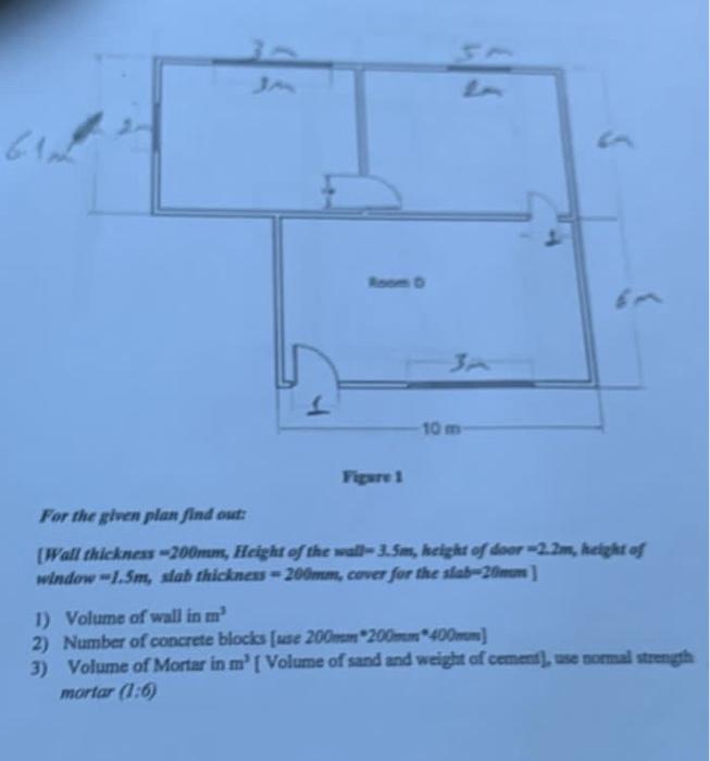 Solved For the given plan find out: Whalow =1.5 m, slab | Chegg.com