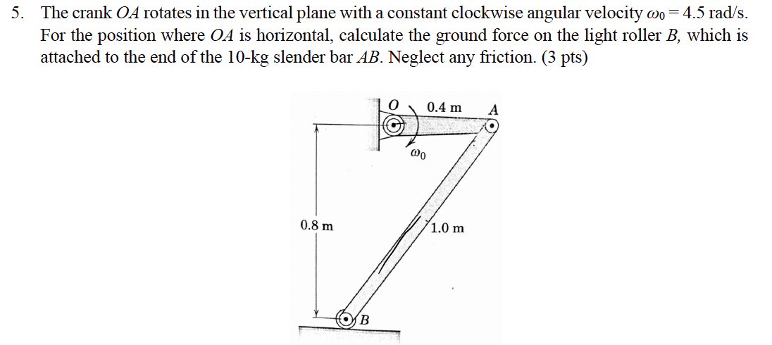 Solved The crank OA ﻿rotates in the vertical plane with a | Chegg.com