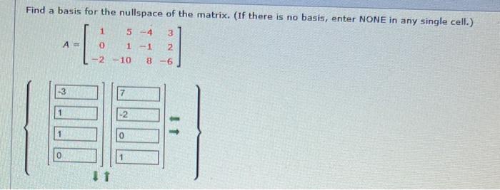 Solved Find a basis for the nullspace of the matrix. (If | Chegg.com