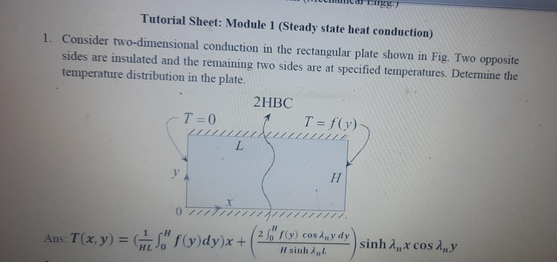 Solved Tutorial Sheet Module 1 Steady State Heat