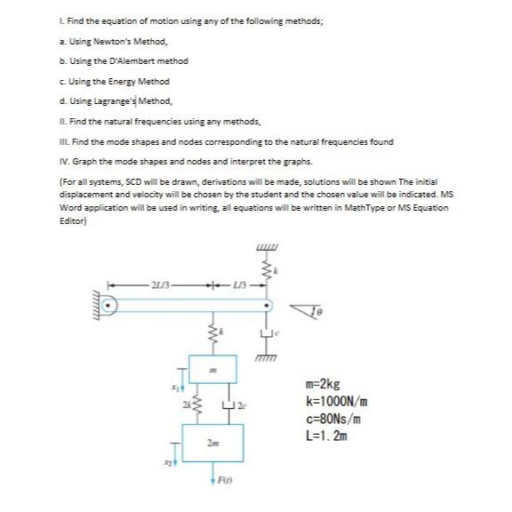 Solved L. ﻿Find the equation of motion using any of the | Chegg.com