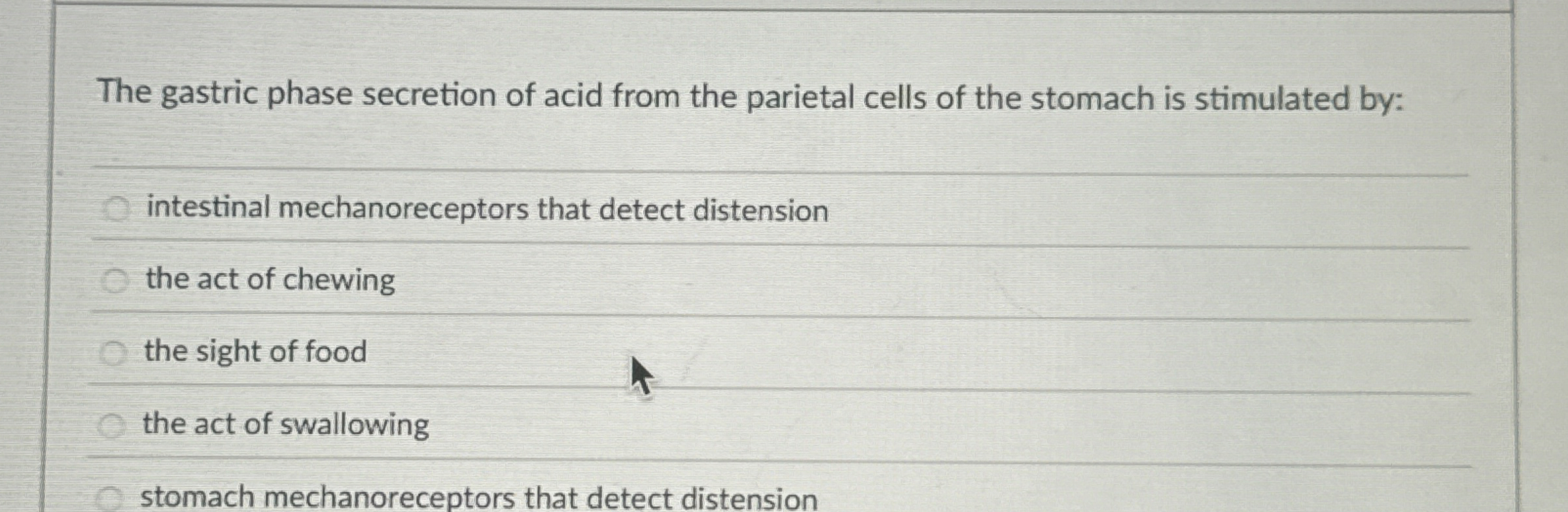 Solved The gastric phase secretion of acid from the parietal | Chegg.com