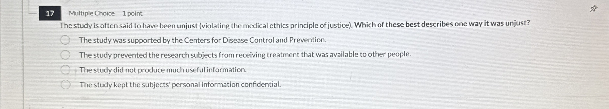 Solved 17 ﻿Multiple Choice 1 ﻿pointThe study is often said | Chegg.com