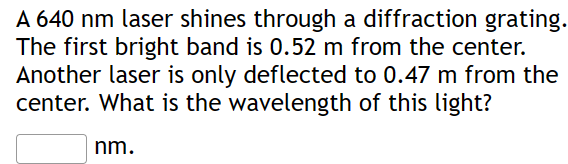 Solved A 640nm ﻿laser shines through a diffraction | Chegg.com