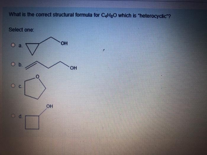 Solved What is the correct structural formula for C4H80 | Chegg.com