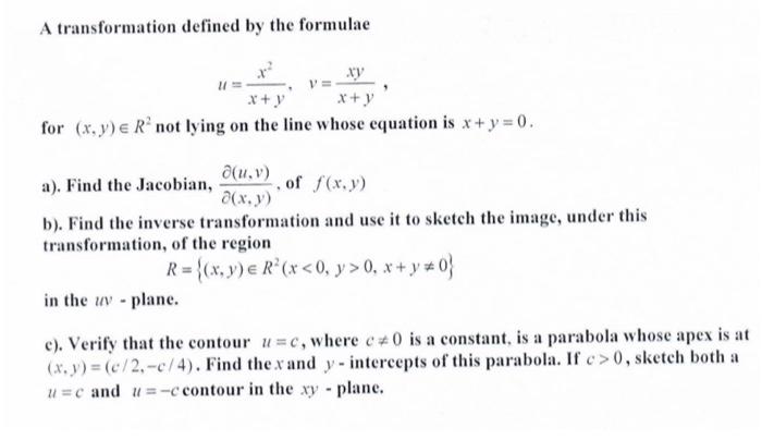 Solved A transformation defined by the formulae | Chegg.com
