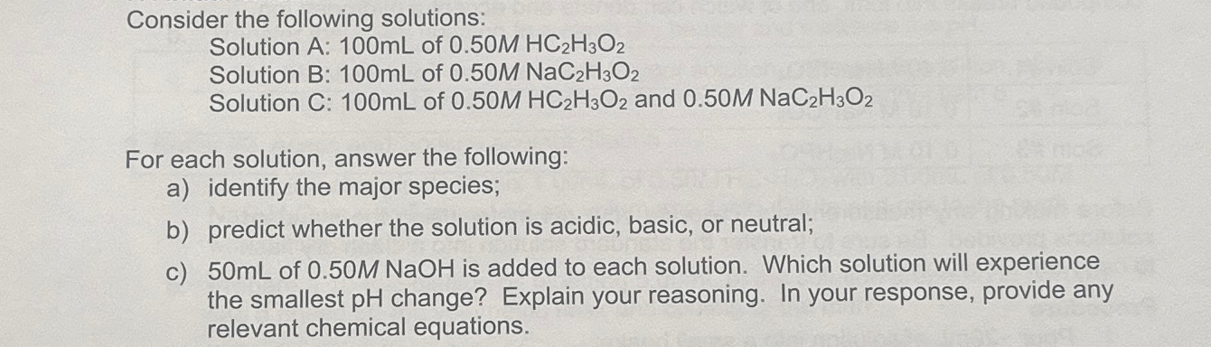 Solved Consider the following solutions:Solution A: 100mL | Chegg.com