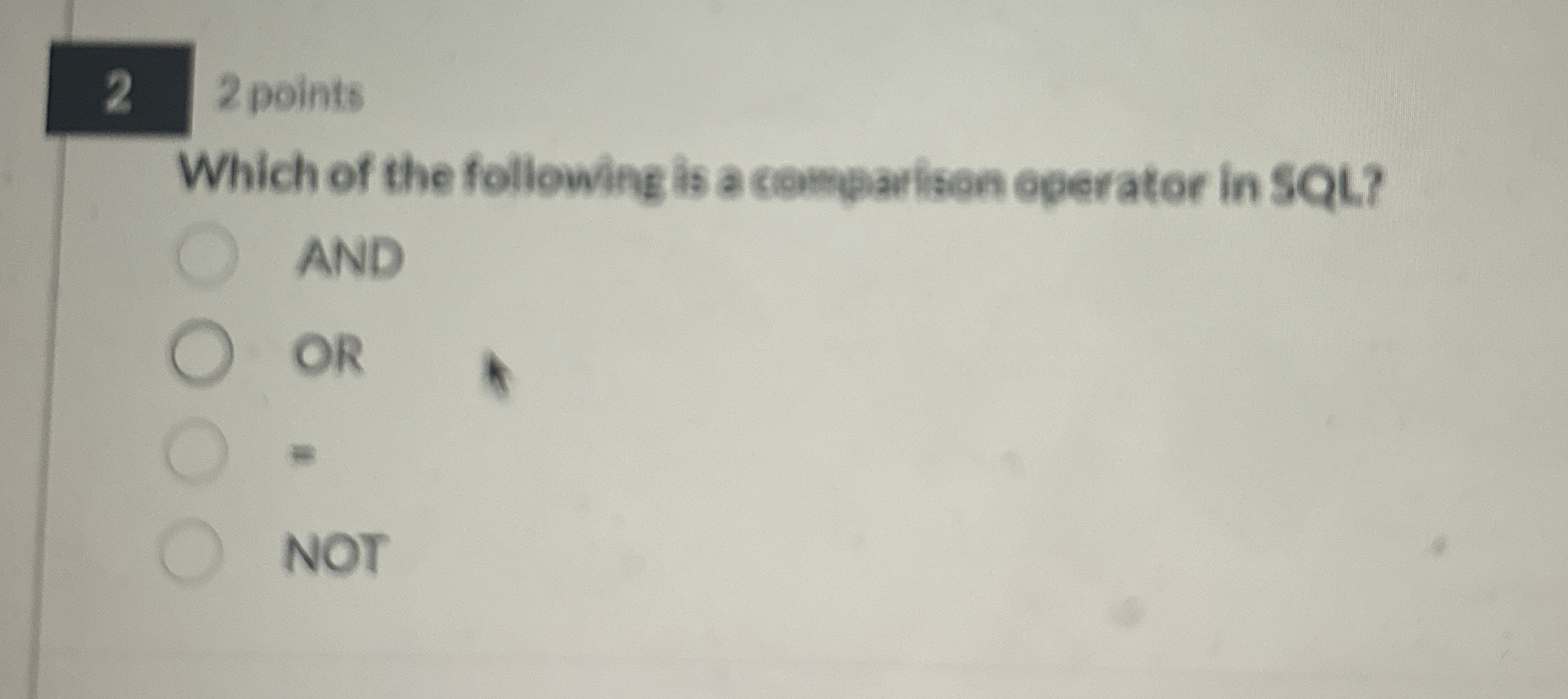 Solved 2 ﻿pointsWhich of the following is a comparison | Chegg.com
