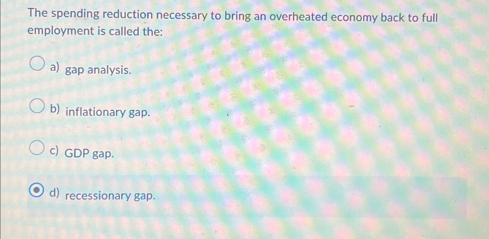 Solved The spending reduction necessary to bring an | Chegg.com