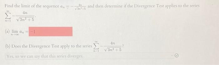Solved 4n Find the limit of the sequence an= -√35 and then | Chegg.com