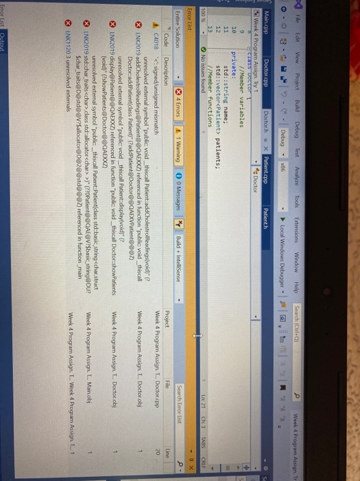 Solved X File Edit View Project Build Debug Test Analyze | Chegg.com