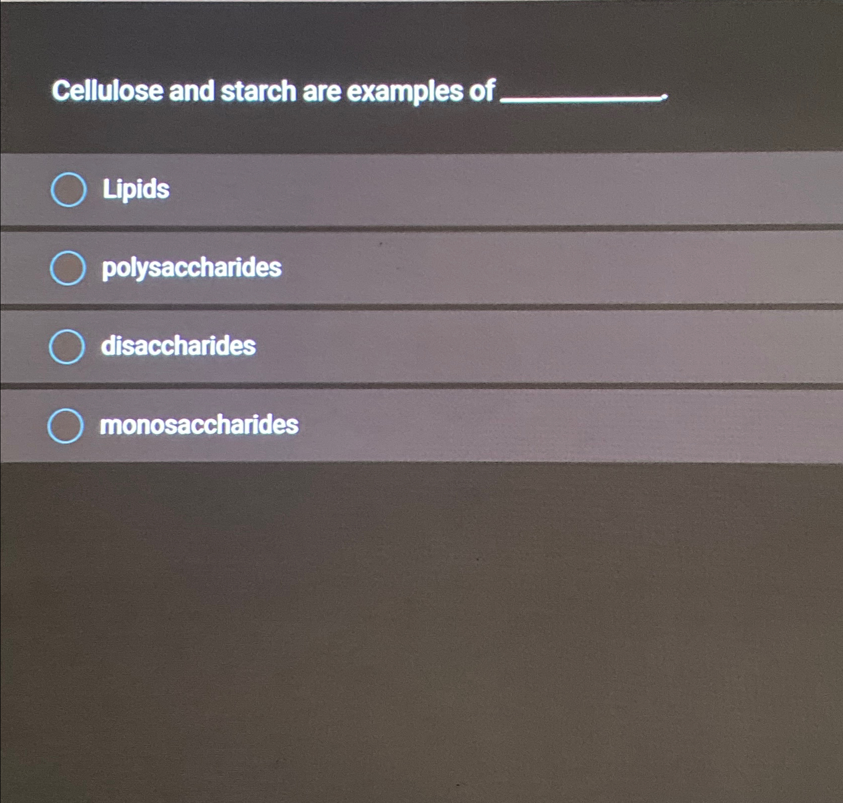 Solved Cellulose and starch are examples | Chegg.com