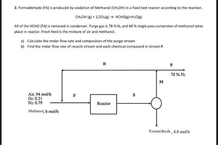Solved CH3OH(g)+1/2O2( g)→HCHO(g)+H2O(g) All of the HCHO | Chegg.com