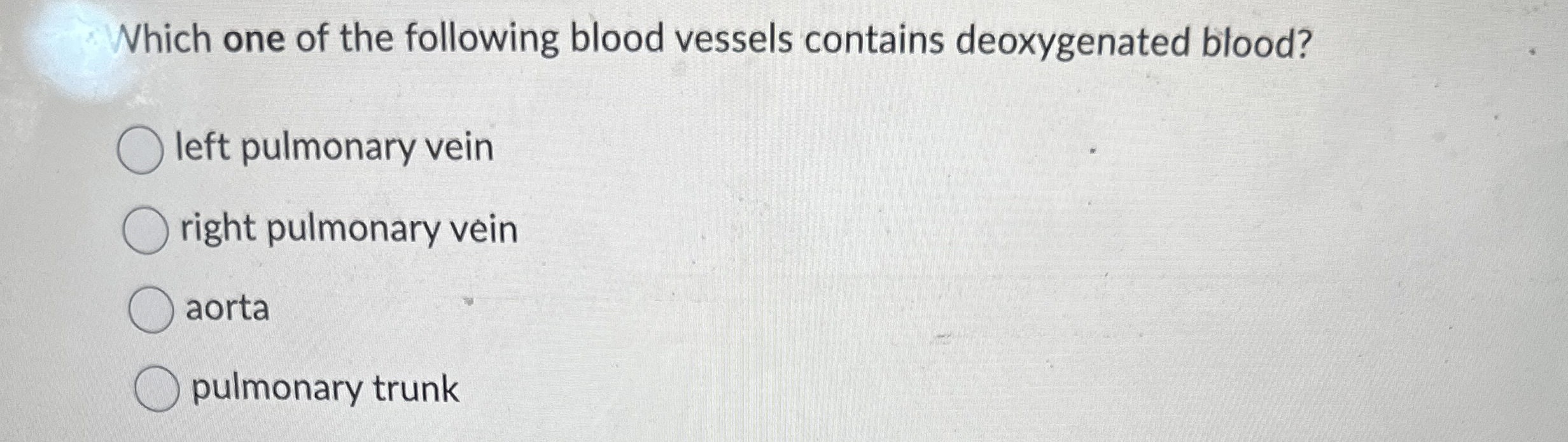 Solved Which one of the following blood vessels contains | Chegg.com
