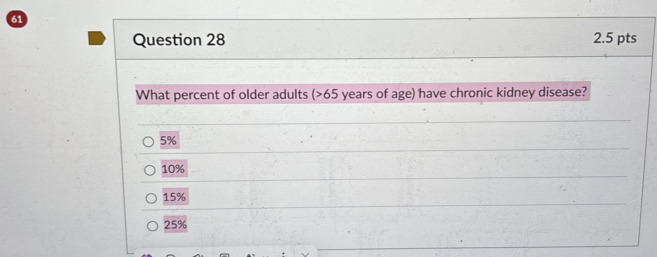 Solved 61Question 282.5 ﻿ptsWhat percent of older adults | Chegg.com