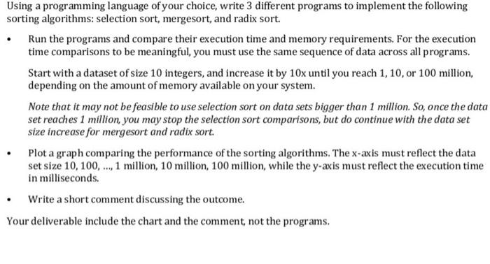 Solved Using a programming language of your choice, write 3 | Chegg.com