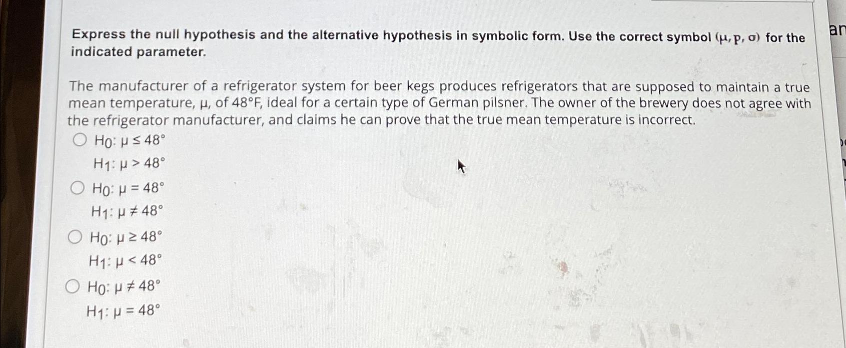Solved Express the null hypothesis and the alternative | Chegg.com