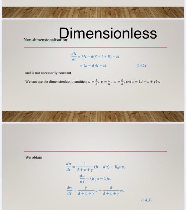 Dimensionless Non-dimensionalisation: dt dN | Chegg.com