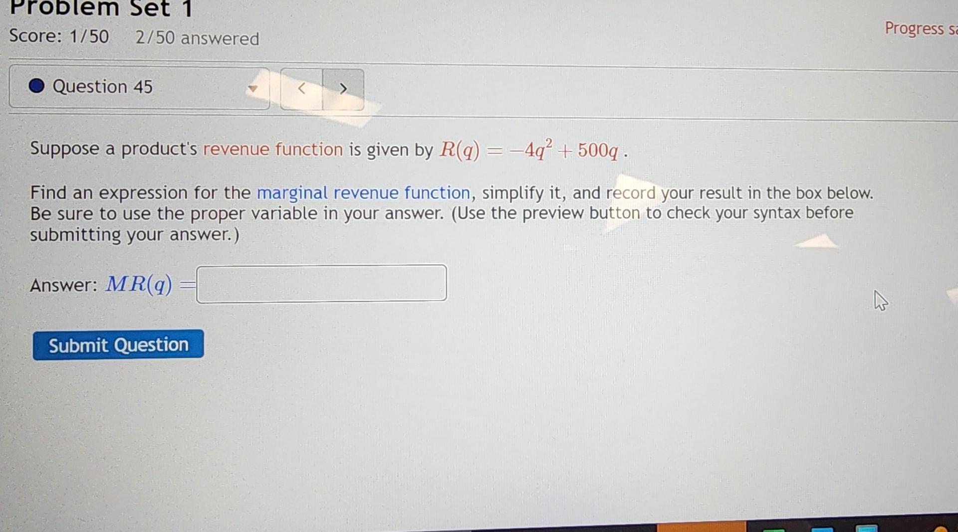 Solved Score: 1/502/50 answered Progress Question 45 Suppose | Chegg.com