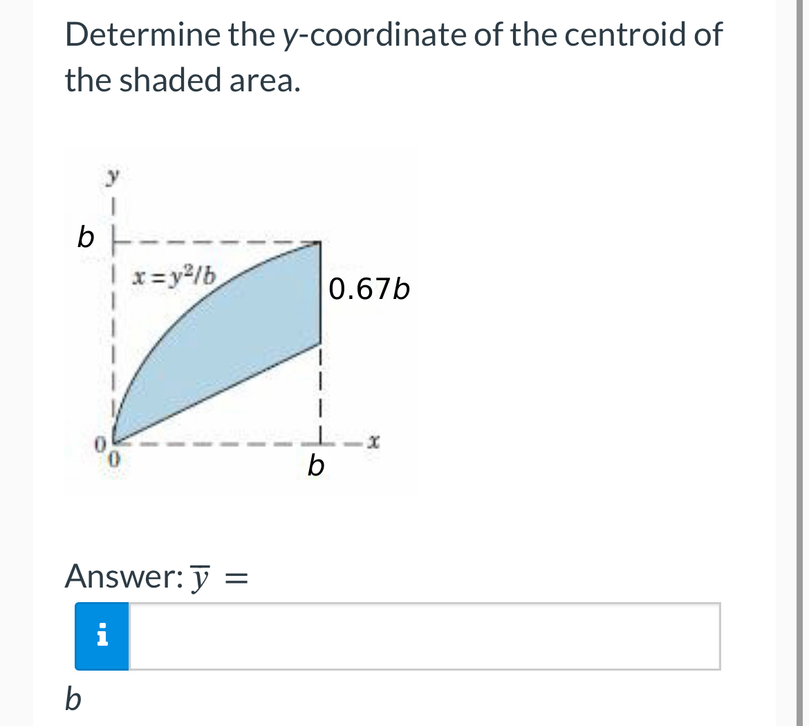 Solved Determine the y-coordinate of the centroid of the | Chegg.com