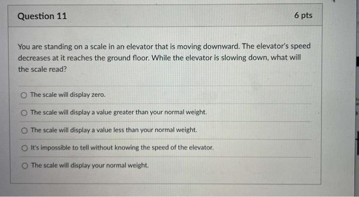 Solved You are standing on a scale in an elevator that is | Chegg.com