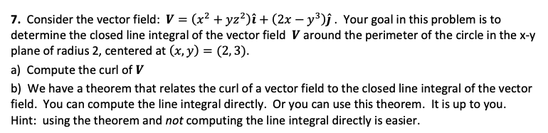 Solved Consider the vector field: | Chegg.com
