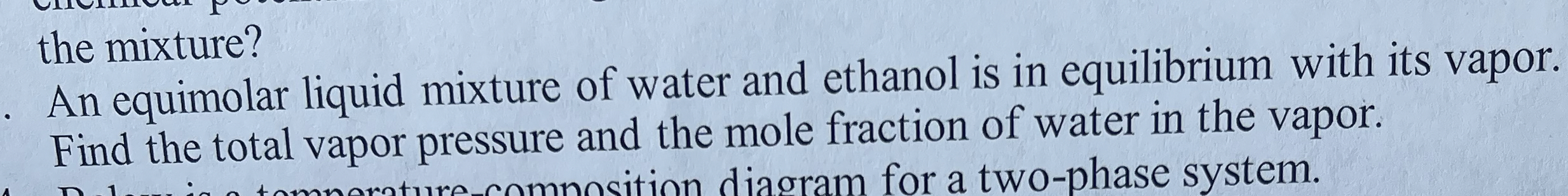 Solved An equimolar liquid mixture of water and ethanol is | Chegg.com