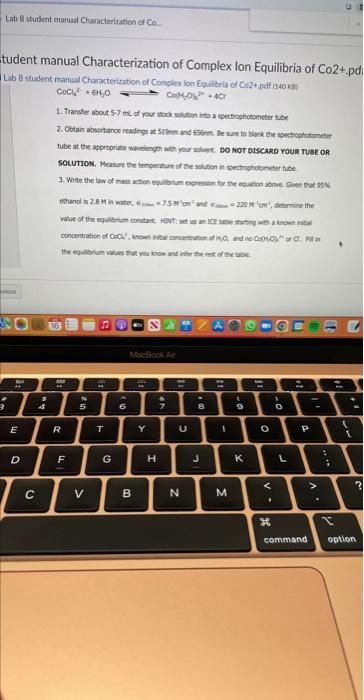 Solved my question is which absorbance value do i use in | Chegg.com