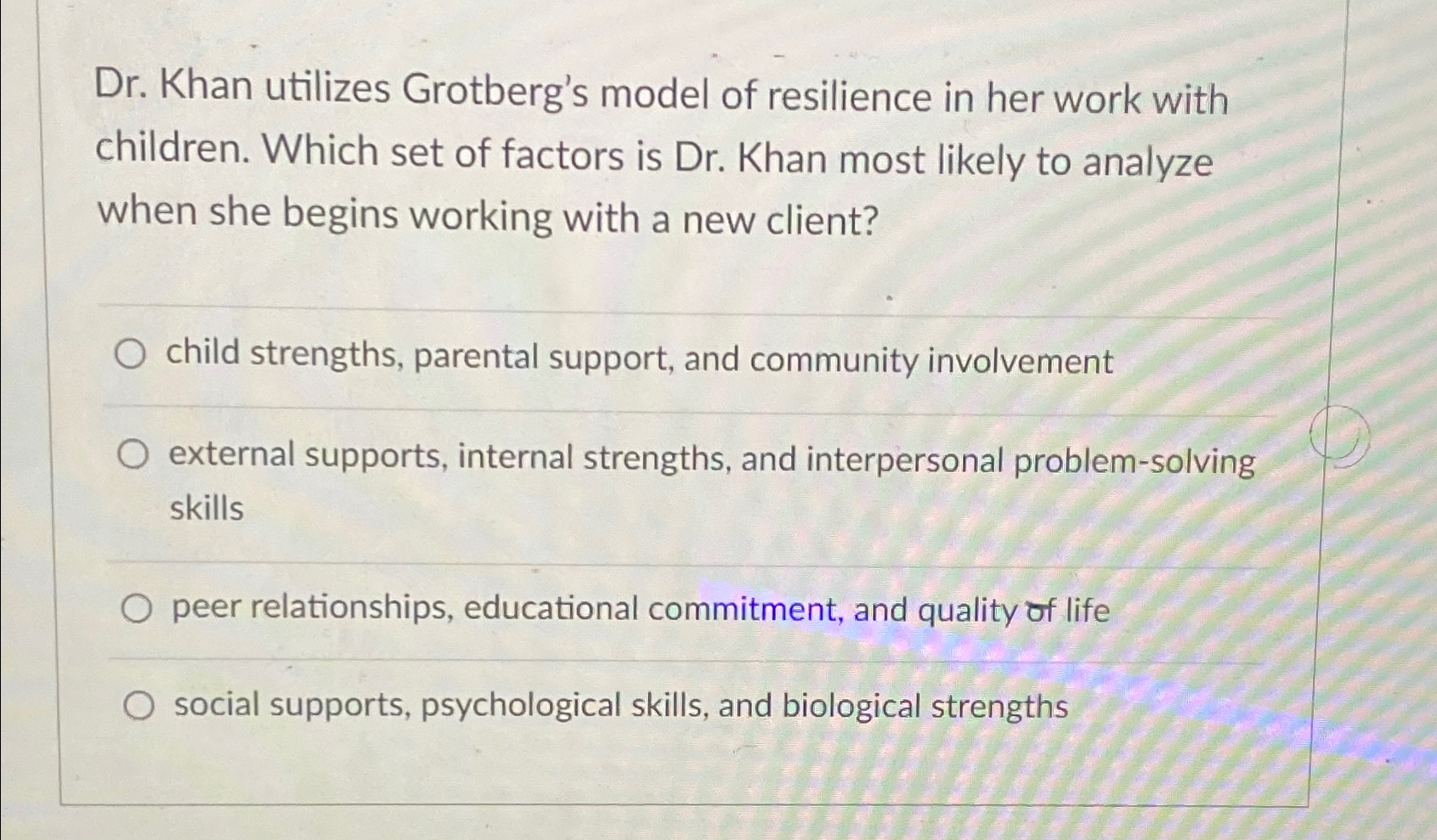 Solved Dr. ﻿Khan utilizes Grotberg's model of resilience in | Chegg.com