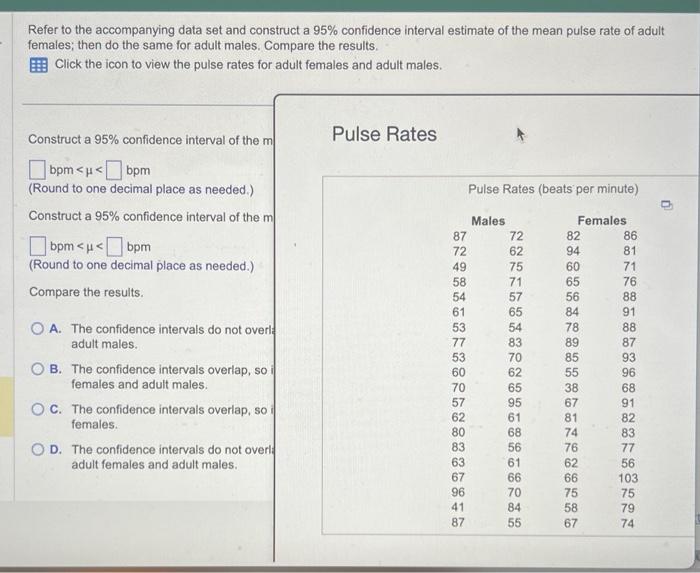 Solved Refer to the accompanying data set and construct a | Chegg.com