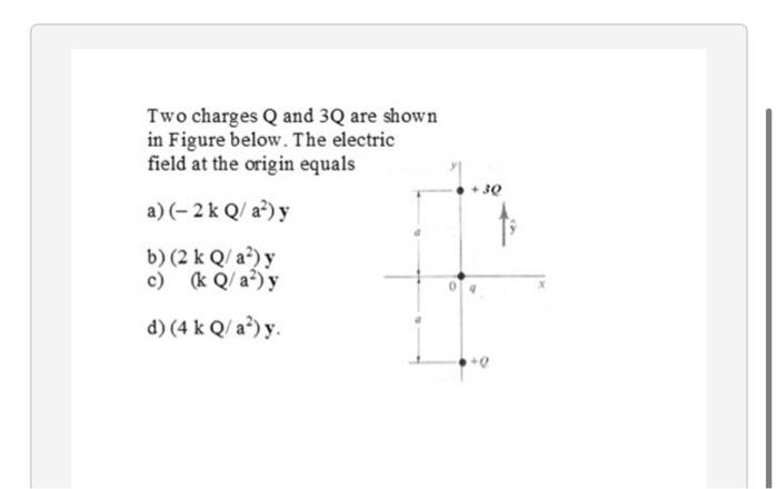 Solved Two charges Q and 3Q are shown in Figure below. The | Chegg.com