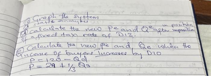 (2) Graph the system (8) Calculate the new pe and Qe | Chegg.com