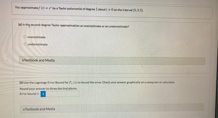 Solved Use the Lagrange Error Bound for P. (x) to find a | Chegg.com