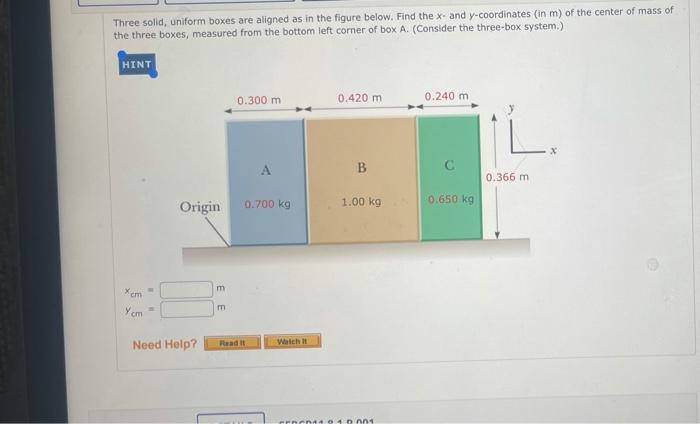 Solved Three solid, uniform boxes are aligned as in the | Chegg.com