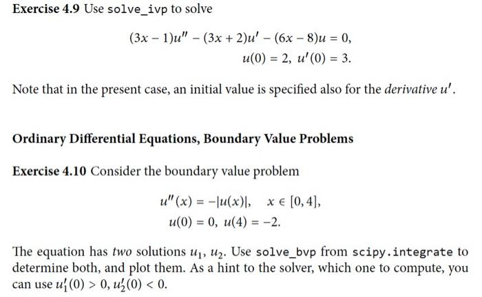 Exercise 4.9 Use solve_ivp to solve | Chegg.com