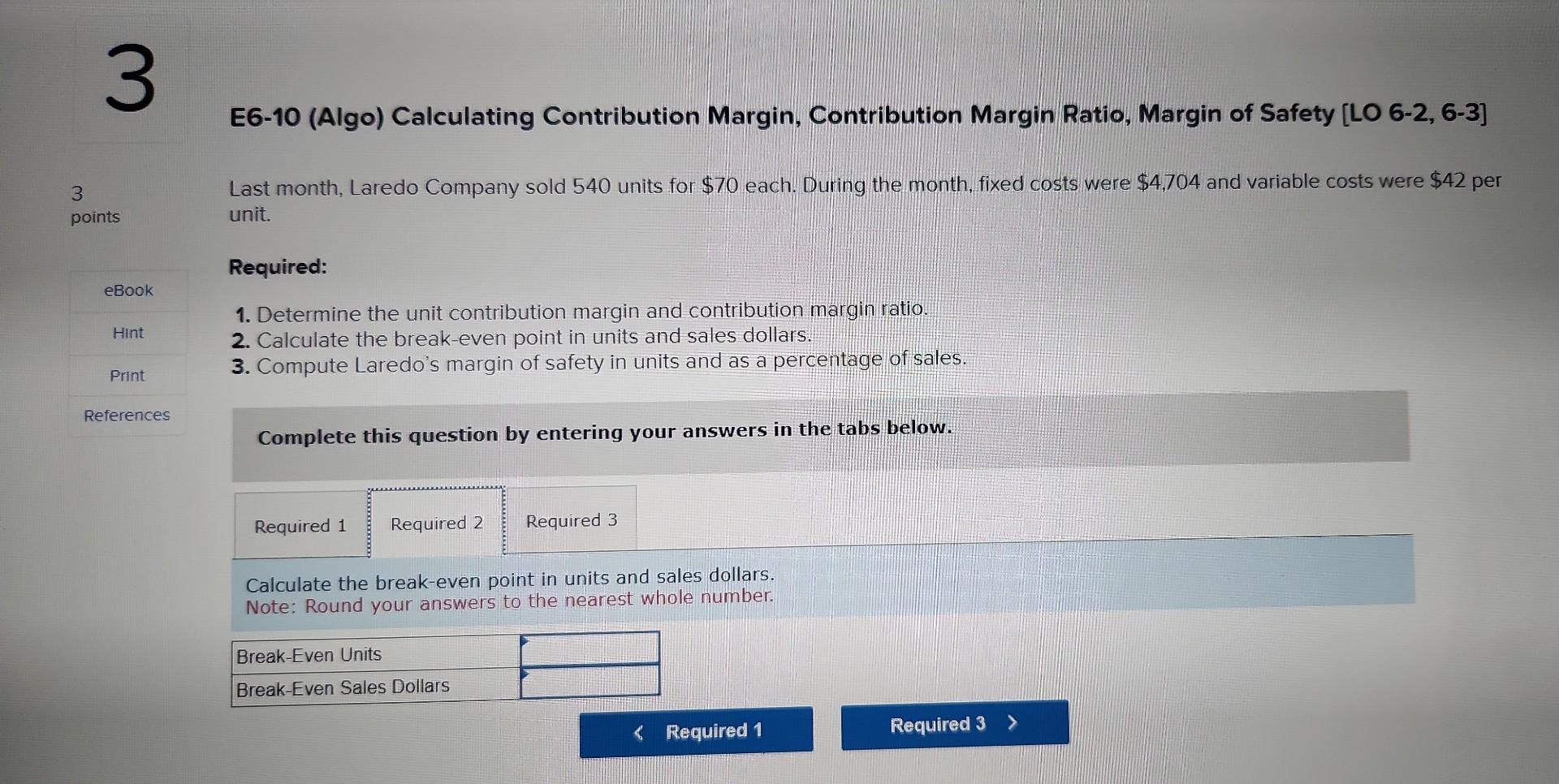 Solved E6-10 (Algo) Calculating Contribution Margin, | Chegg.com