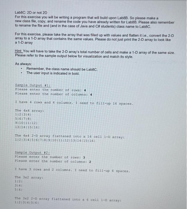 Solved Lab8C: 2D or not 2D For this exercise you will be | Chegg.com