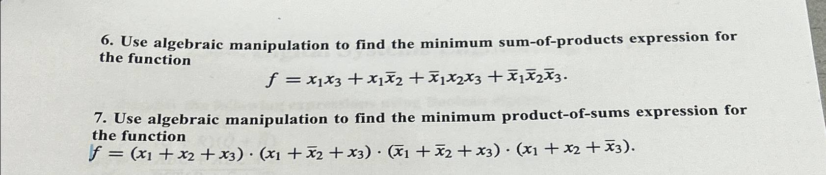 Solved Use algebraic manipulation to find the minimum | Chegg.com