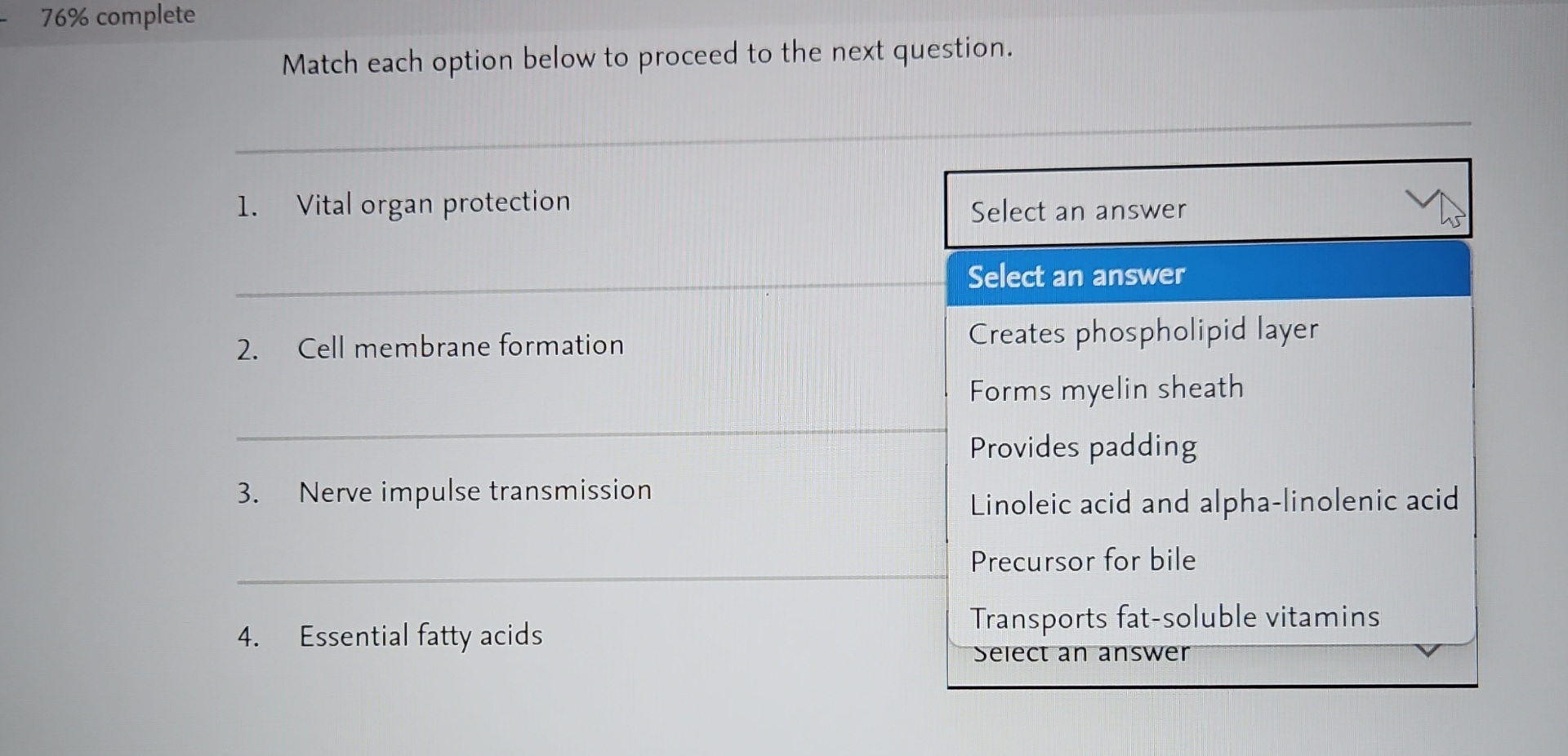 Solved Match each option below to proceed to the next | Chegg.com
