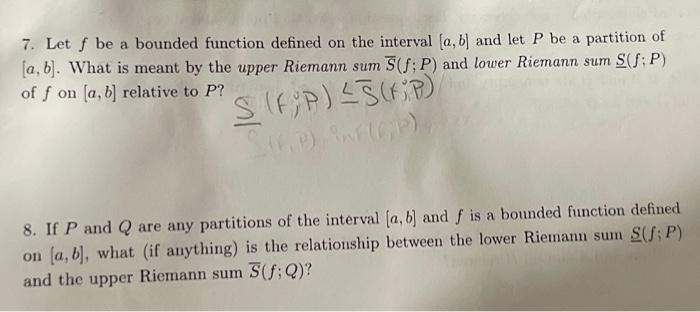 Solved 7. Let f be a bounded function defined on the | Chegg.com