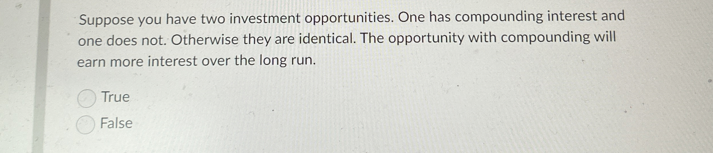 Solved Suppose you have two investment opportunities. One | Chegg.com