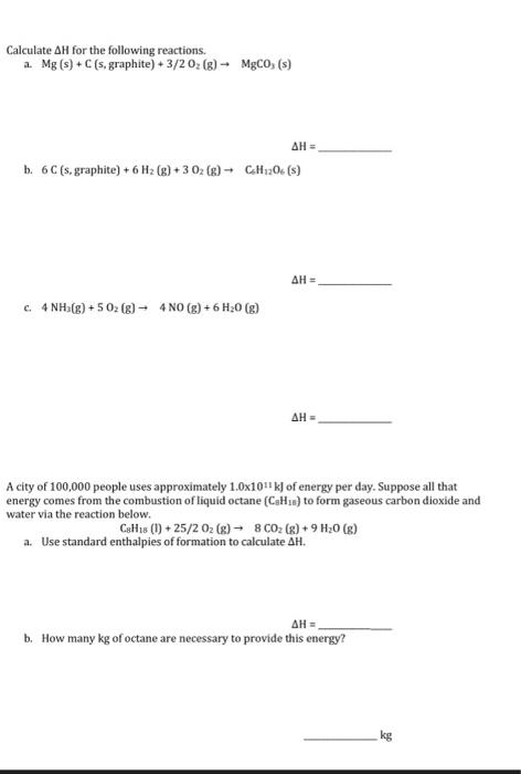 Solved a. Mg(s)+C(s, graphite )+3/2O2( g)→MgCO3( s) ΔH= b. | Chegg.com