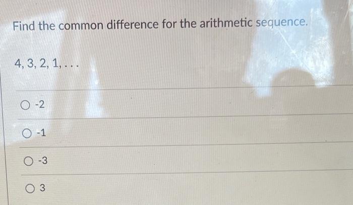 Solved Find the common difference for the arithmetic | Chegg.com