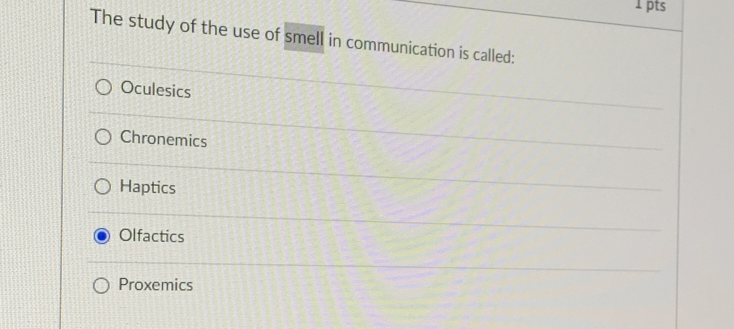 Solved The study of the use of smell in communication is | Chegg.com