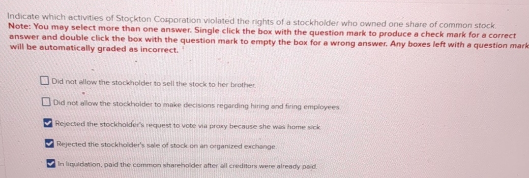 Solved Indicate which activities of Stockton Copporation | Chegg.com