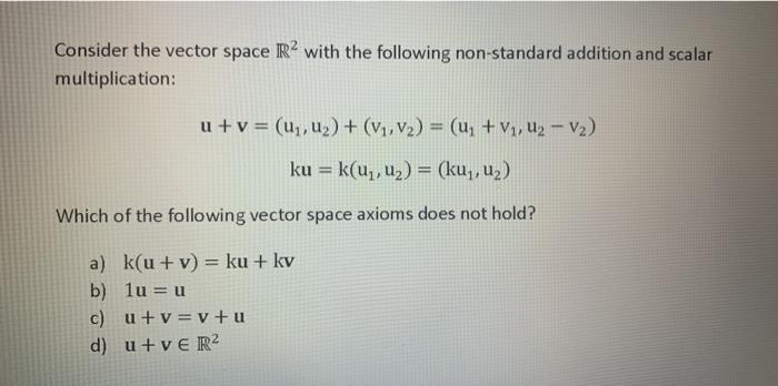 Solved Consider the vector space R2 with the following | Chegg.com