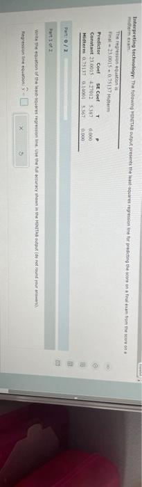 Solved Interpreting technology. The following MINITAB put | Chegg.com